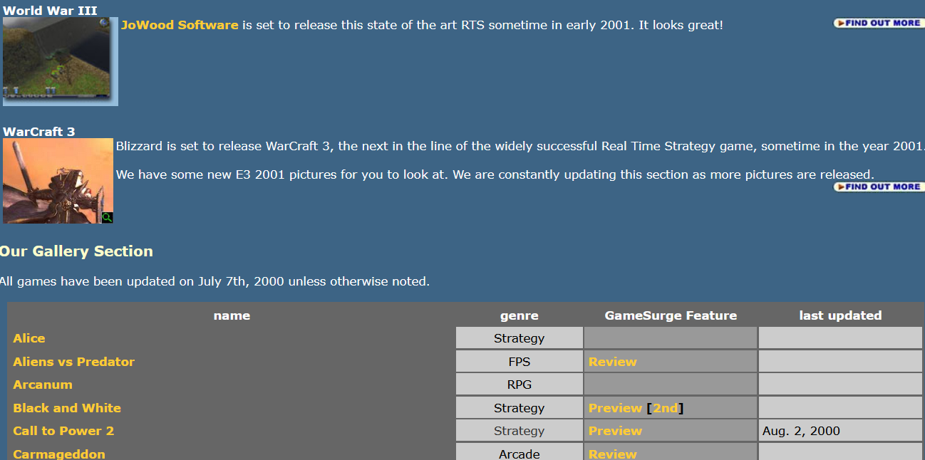 Oldweb: GameSurge – Set Side B
