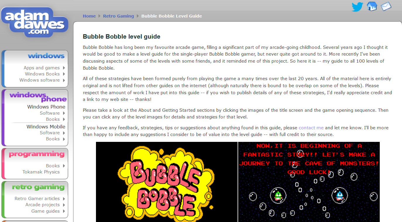 Adam Dawes’ Guide to Bubble Bobble – Set Side B