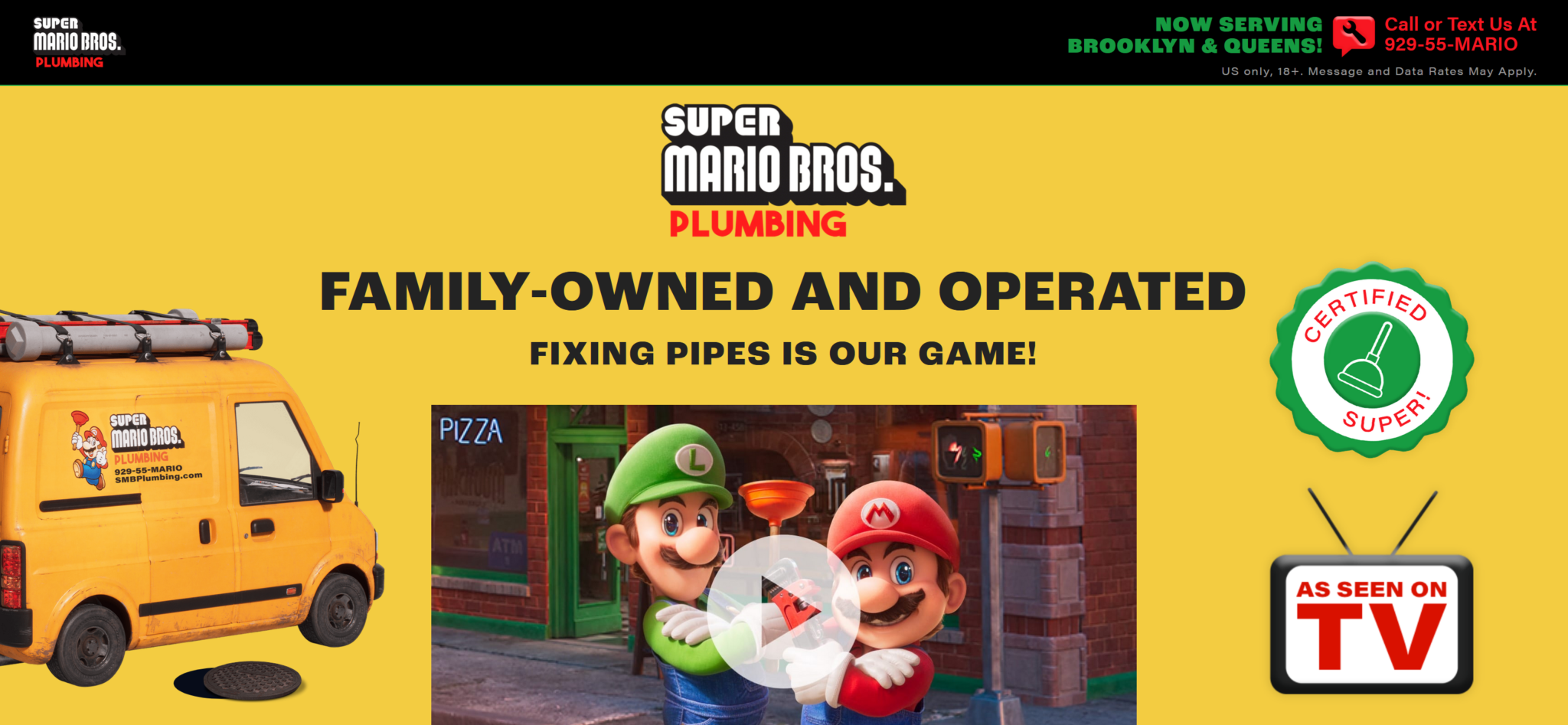 The Super Mario Bros (Movie) Plumbing Business Website – Set Side B