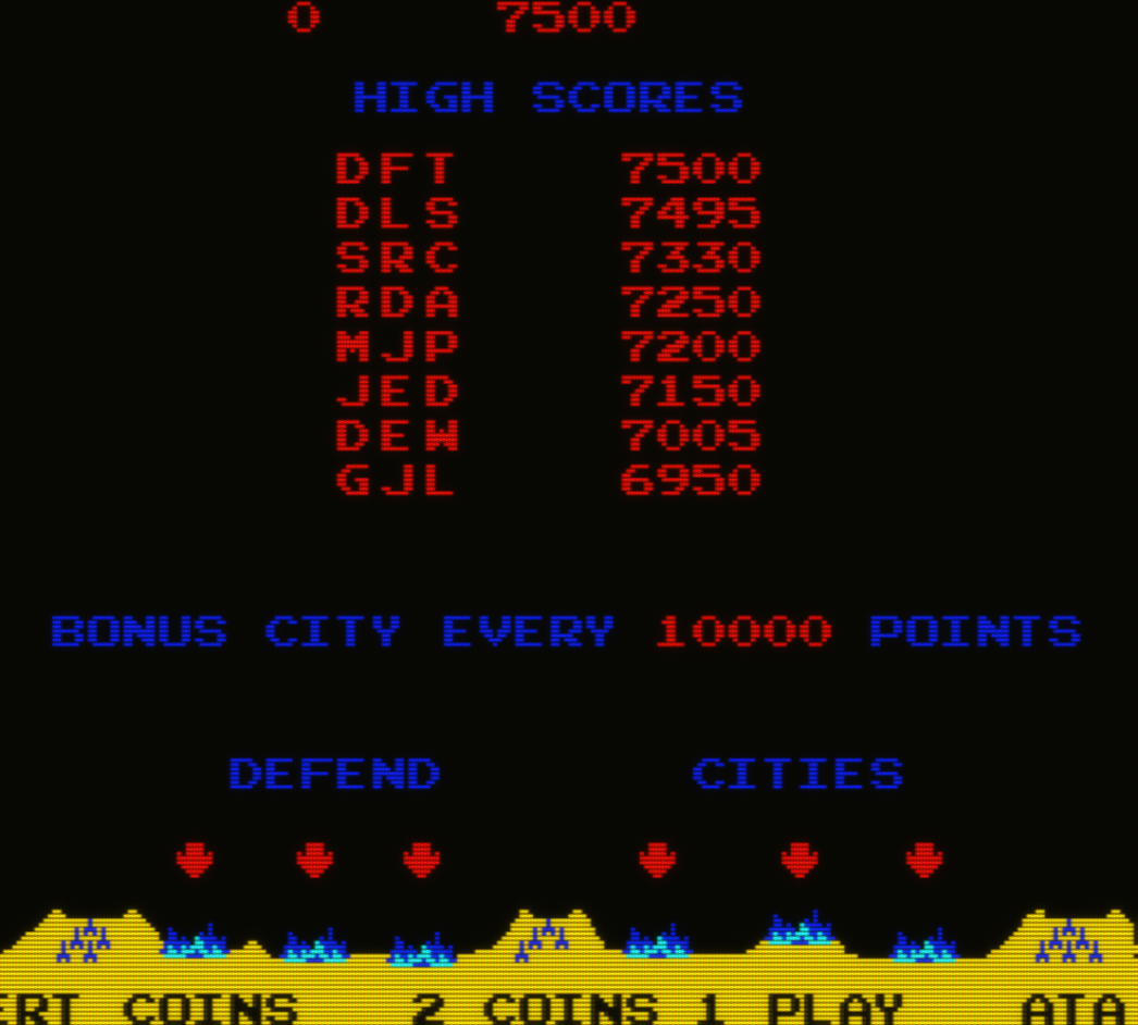 Dev Credits In Arcade Default High Scores – Set Side B